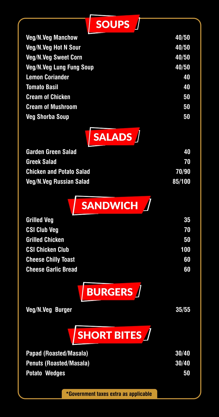 The A La Carte Menu – Welcome :: CSI